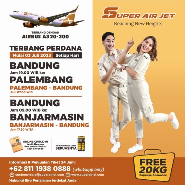 Genjot Wisatawan, Super Air Jet Buka Rute Palembang-Bandung Genjot Wisatawan, Super Air Jet Buka Rute Palembang-Bandung